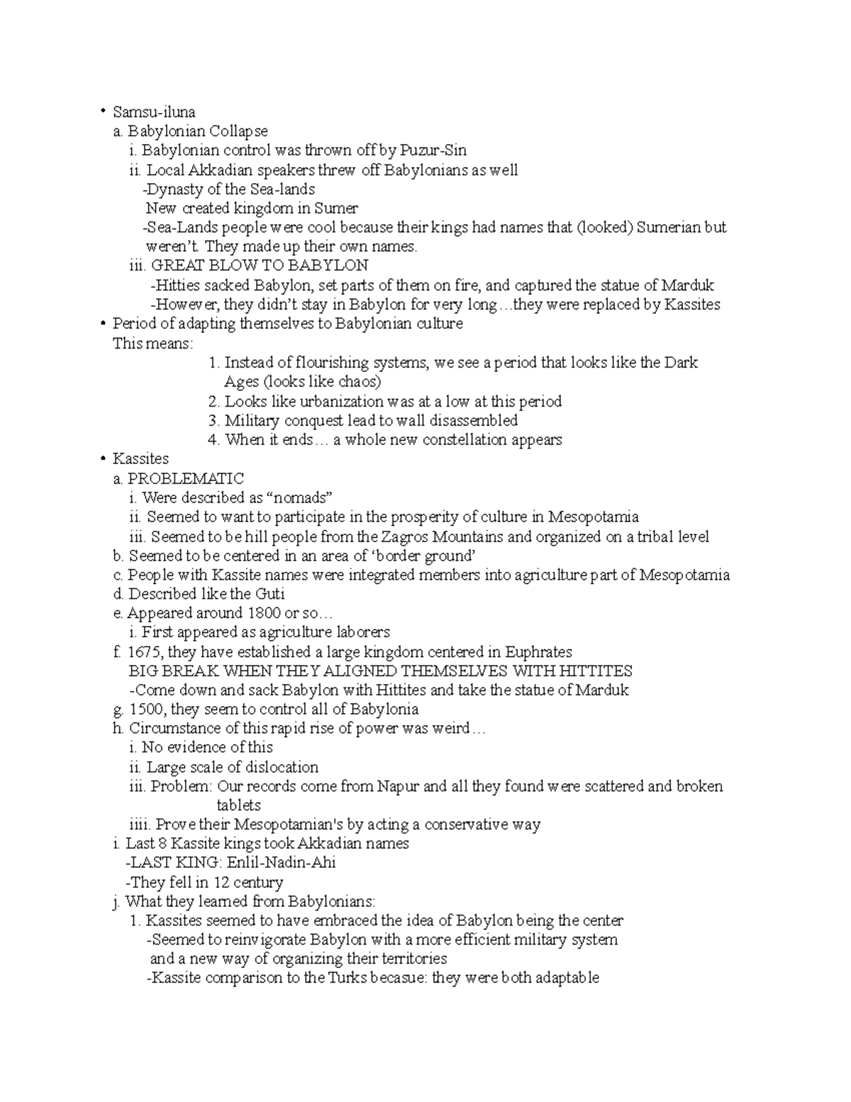 Ancient Near East October 8th - Samsu-iluna a. Babylonian Collapse i ...