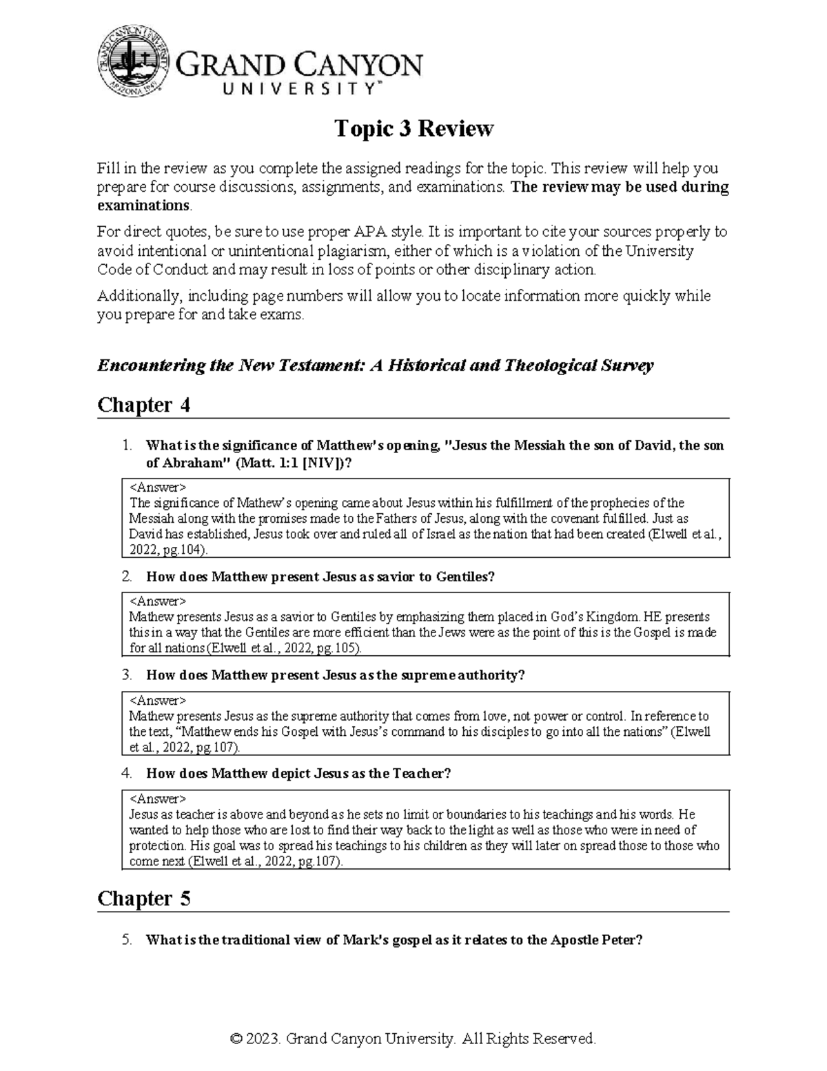 BIB 107 RS T3Review 2 - Topic 3 - Topic 3 Review Fill in the review as ...