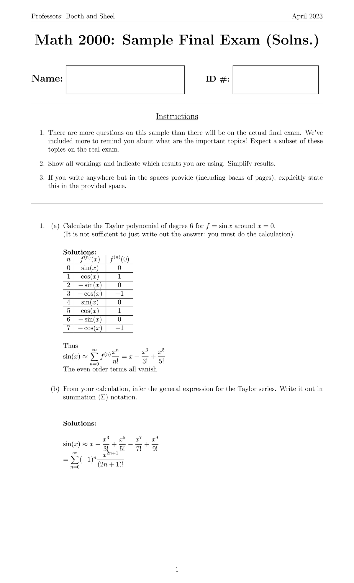 Final Sample W2023-Solns - Professors: Booth and Sheel April 2023 Math ...