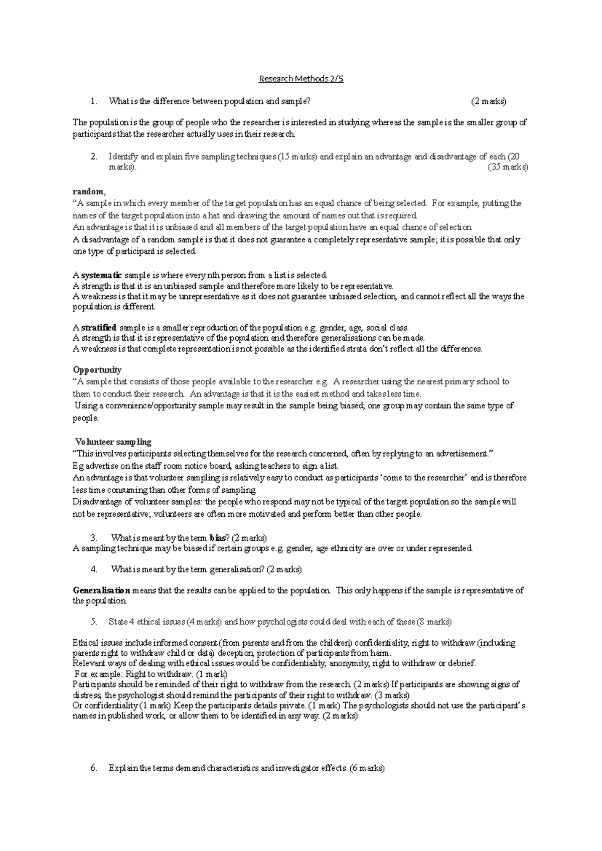 Photocopying week 2 - questions and answers to research methods ...