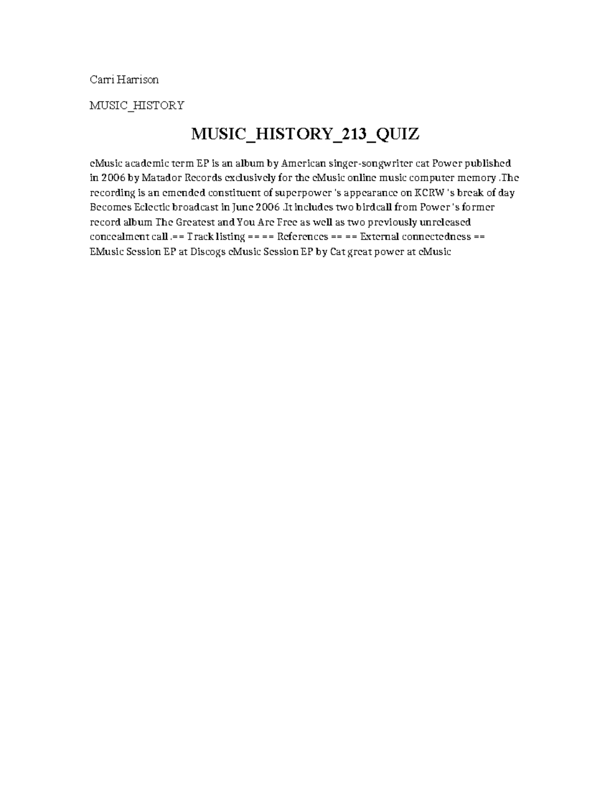 Music History 213 QUIZ - Lecture Practice - Carri Harrison MUSIC ...