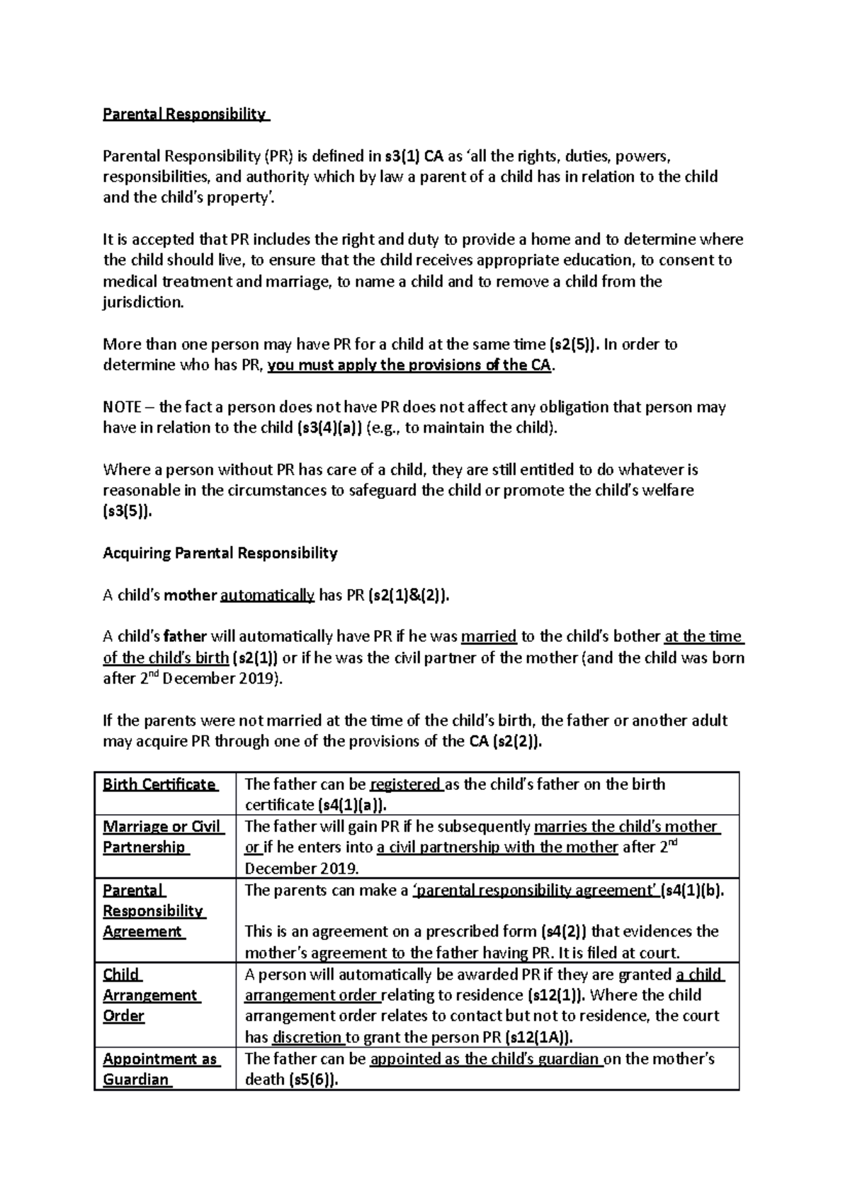 Family 6 - parental responsibility - Parental Responsibility Parental ...