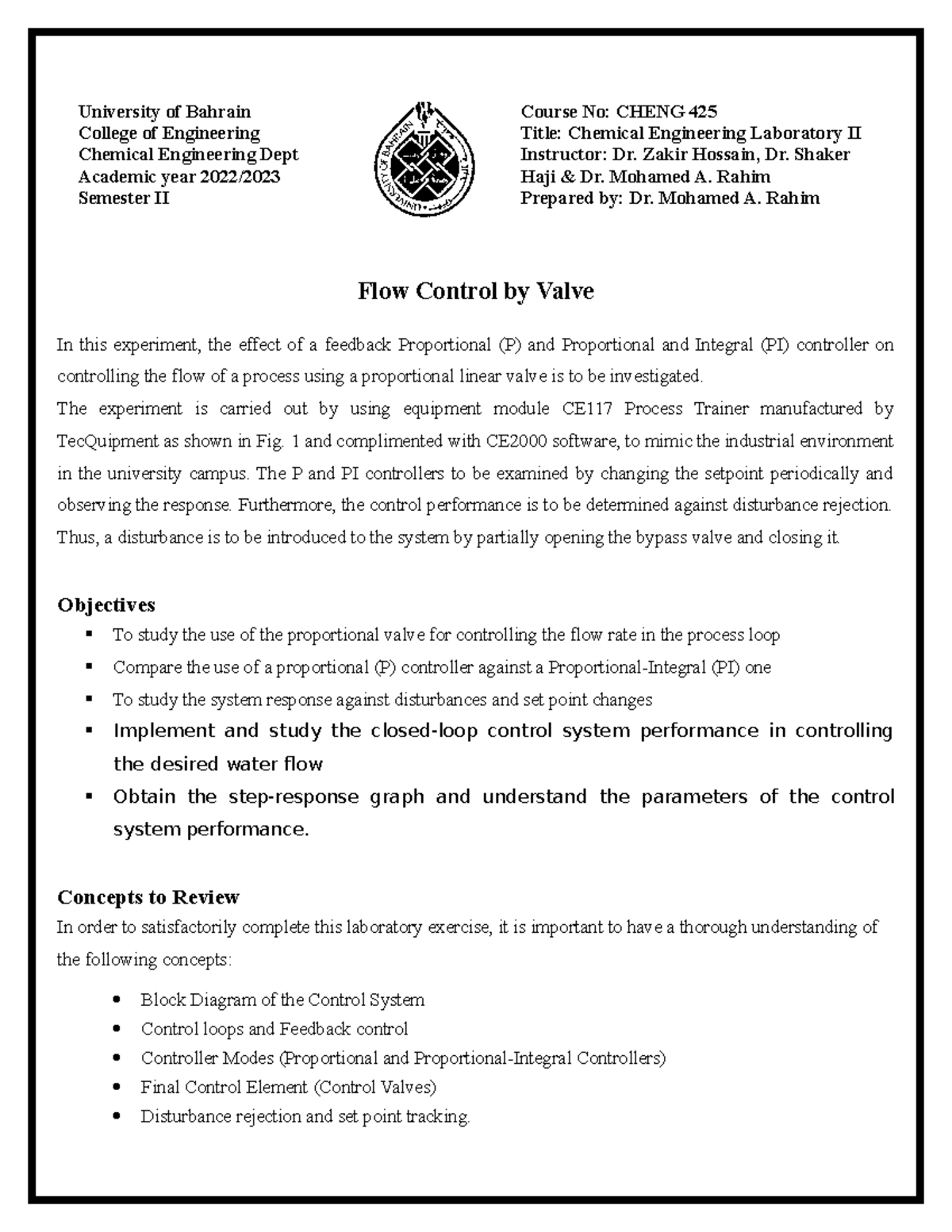Lab Sheet Flow Control By Valve - Flow Control by Valve In this ...