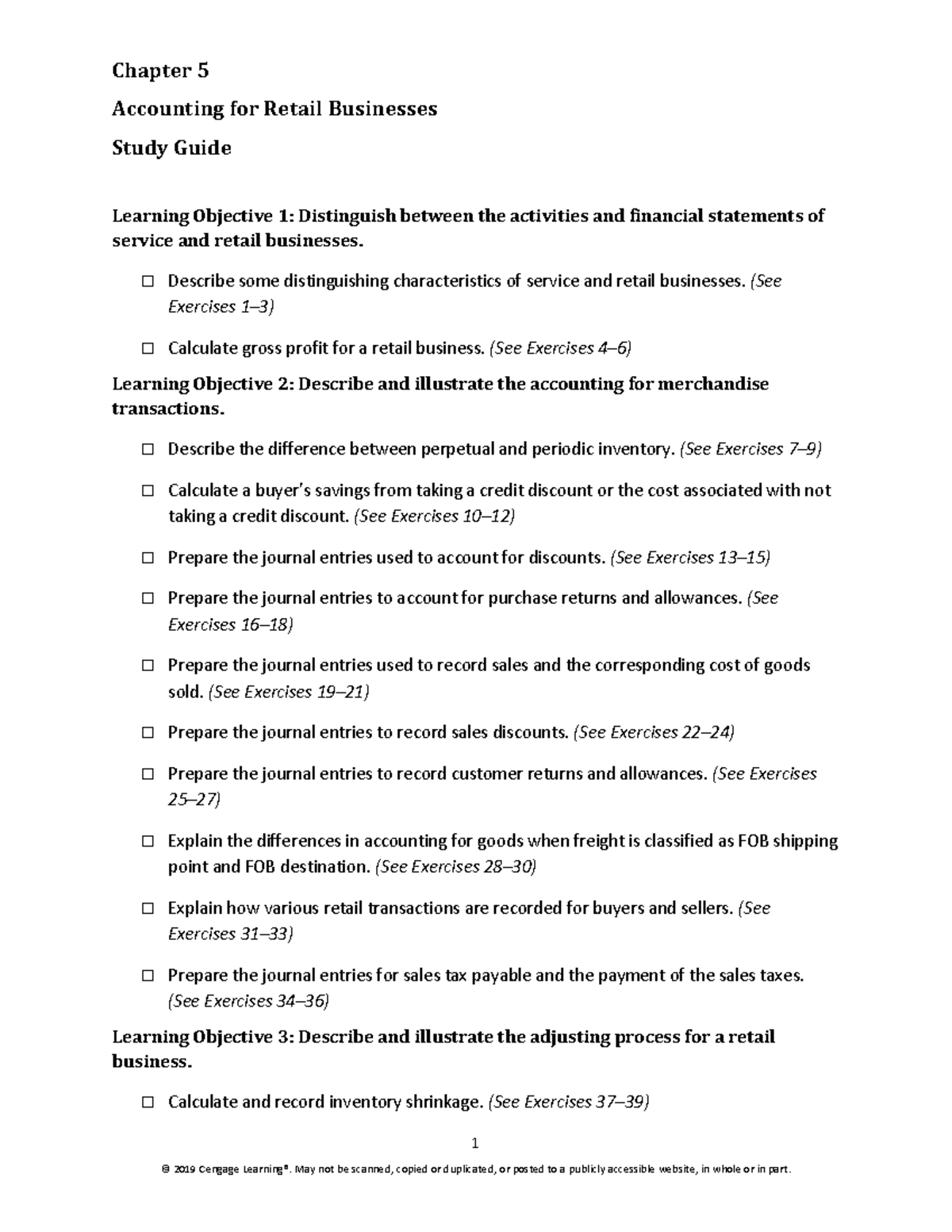 Study Guide Ch 05 - Chapter 5 Accounting for Retail Businesses Study ...