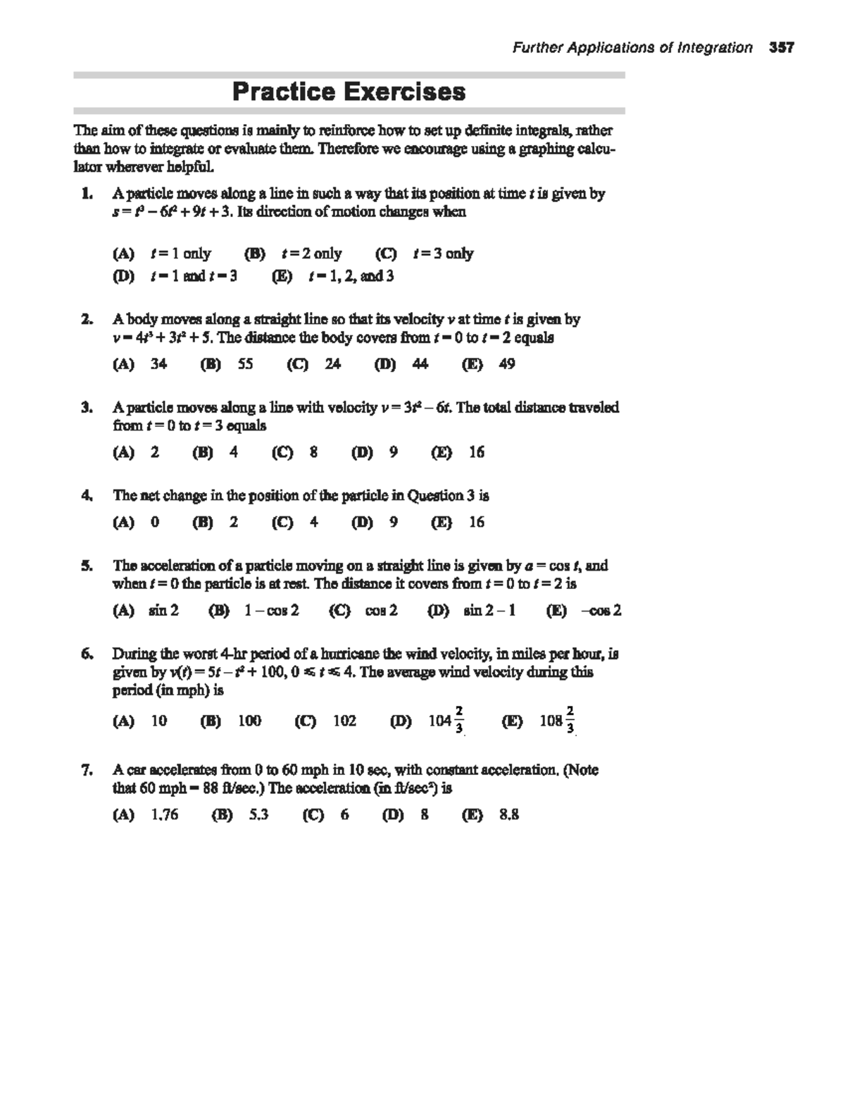 AP Calculus - chapter 8 Further Applications-questions - Studocu