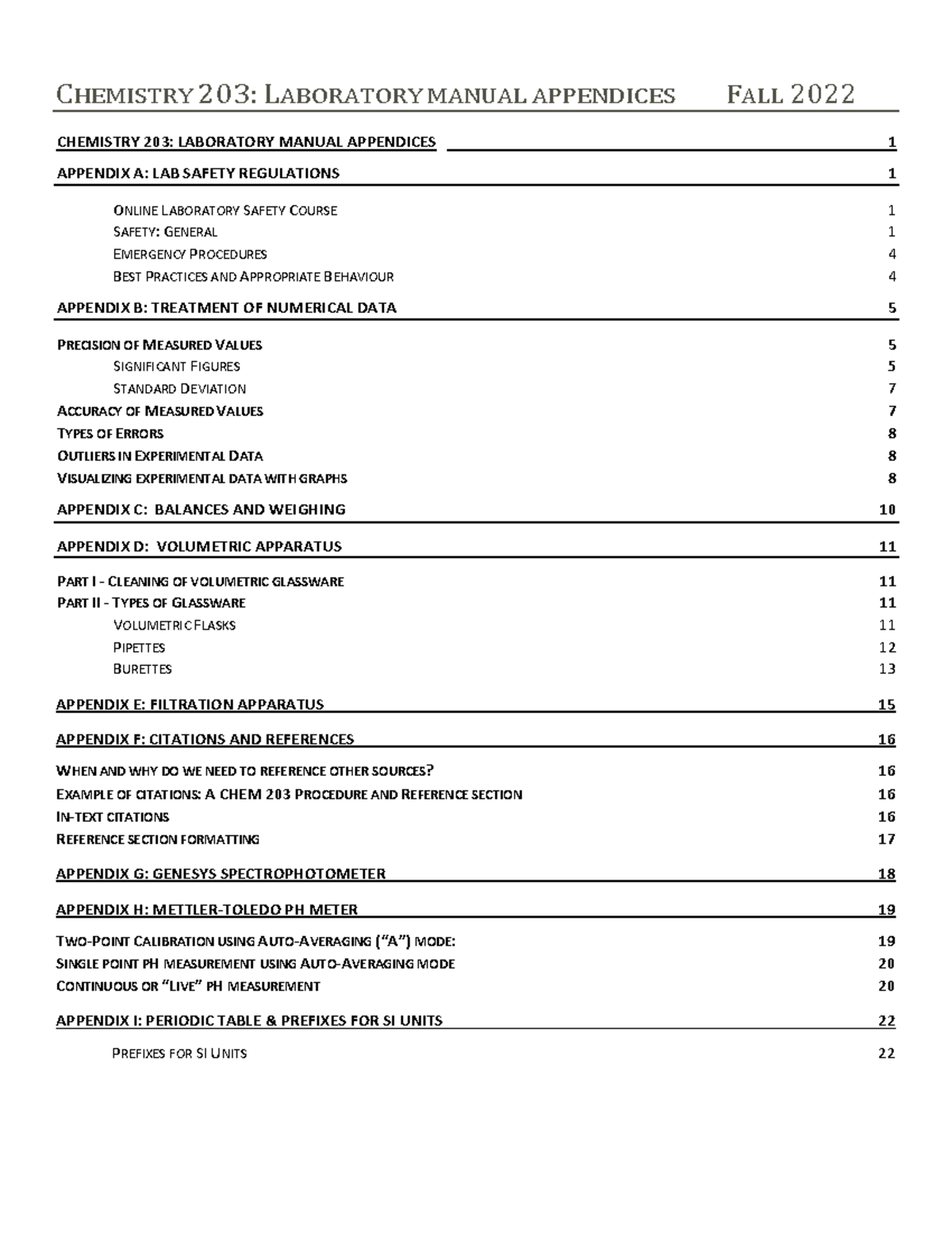 F22 CHEM 203 All Appendices - CHEMISTRY 203: LABORATORY MANUAL ...