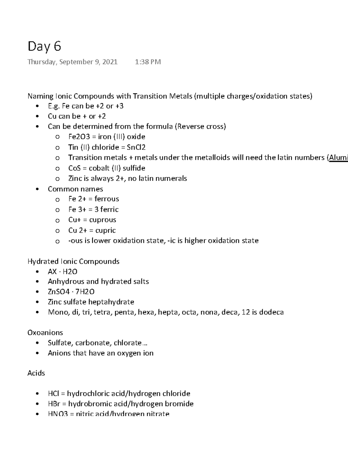 X6 - Chem notes - Naming Ionic Compounds with Transition Metals ...