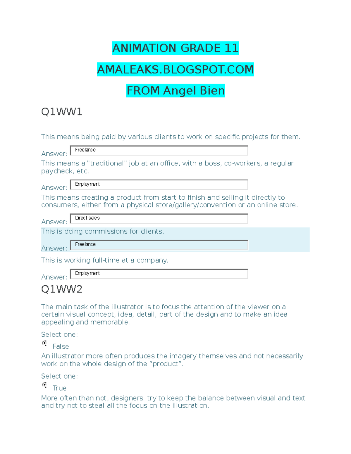 [ Amaleaks. Blogspot.COM] Animation week 11-19 - ANIMATION GRADE 11 ...