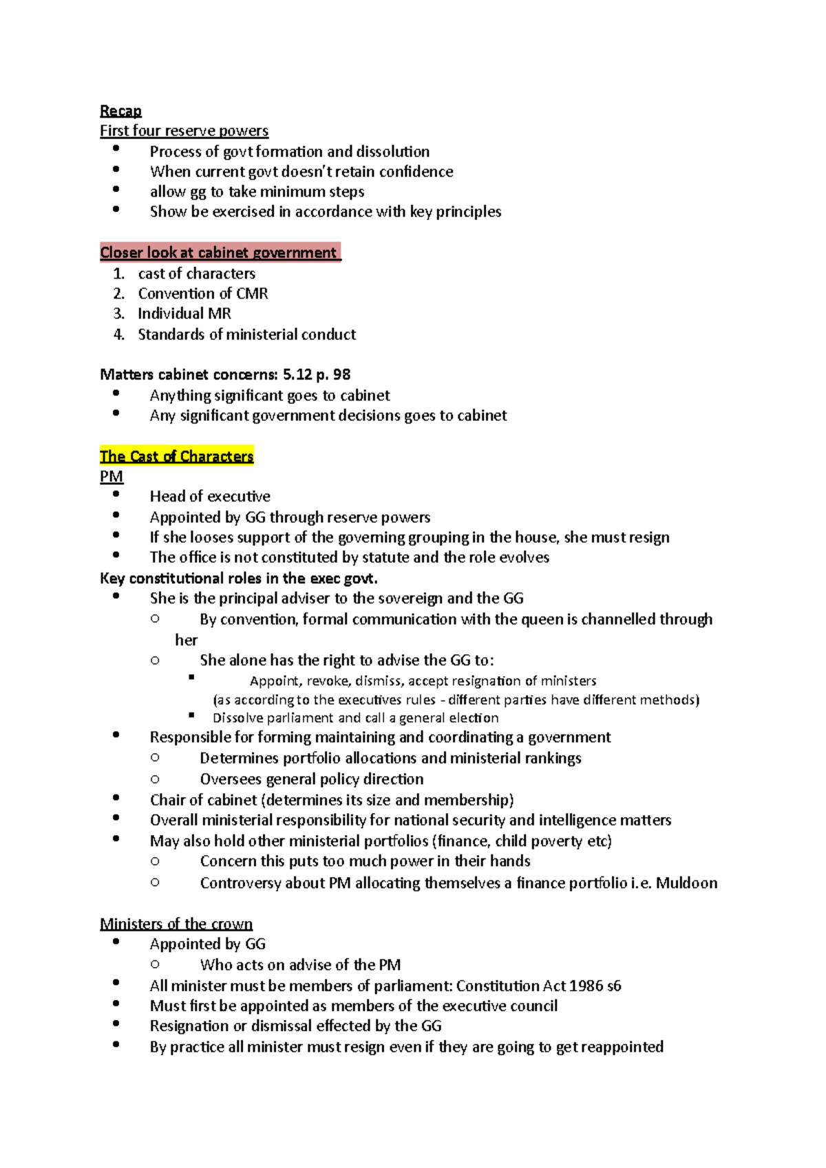 Laws213 week 11 - Cabinet Govt and Individual Ministerial ...