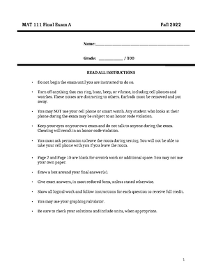 Quadratic functions module 7 - MAT 111 - Studocu
