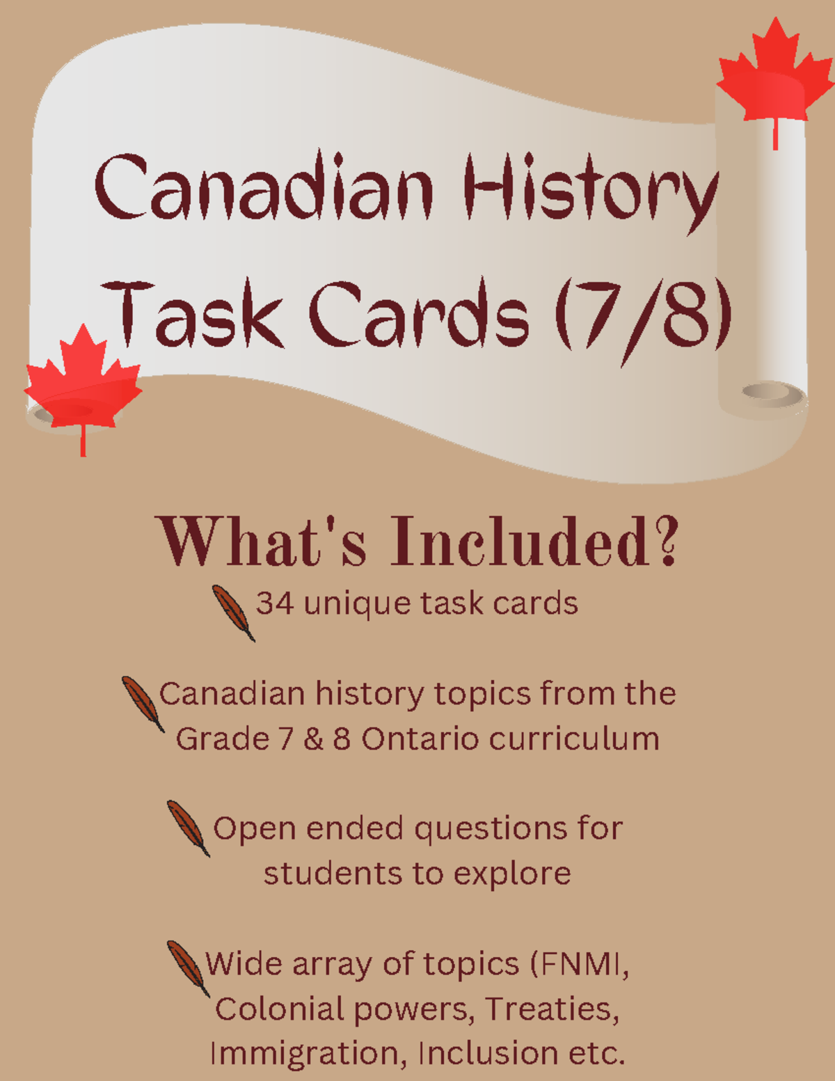 Canadian History Task Cards Grade 78-1 - Canadian History Task Cards (7 ...
