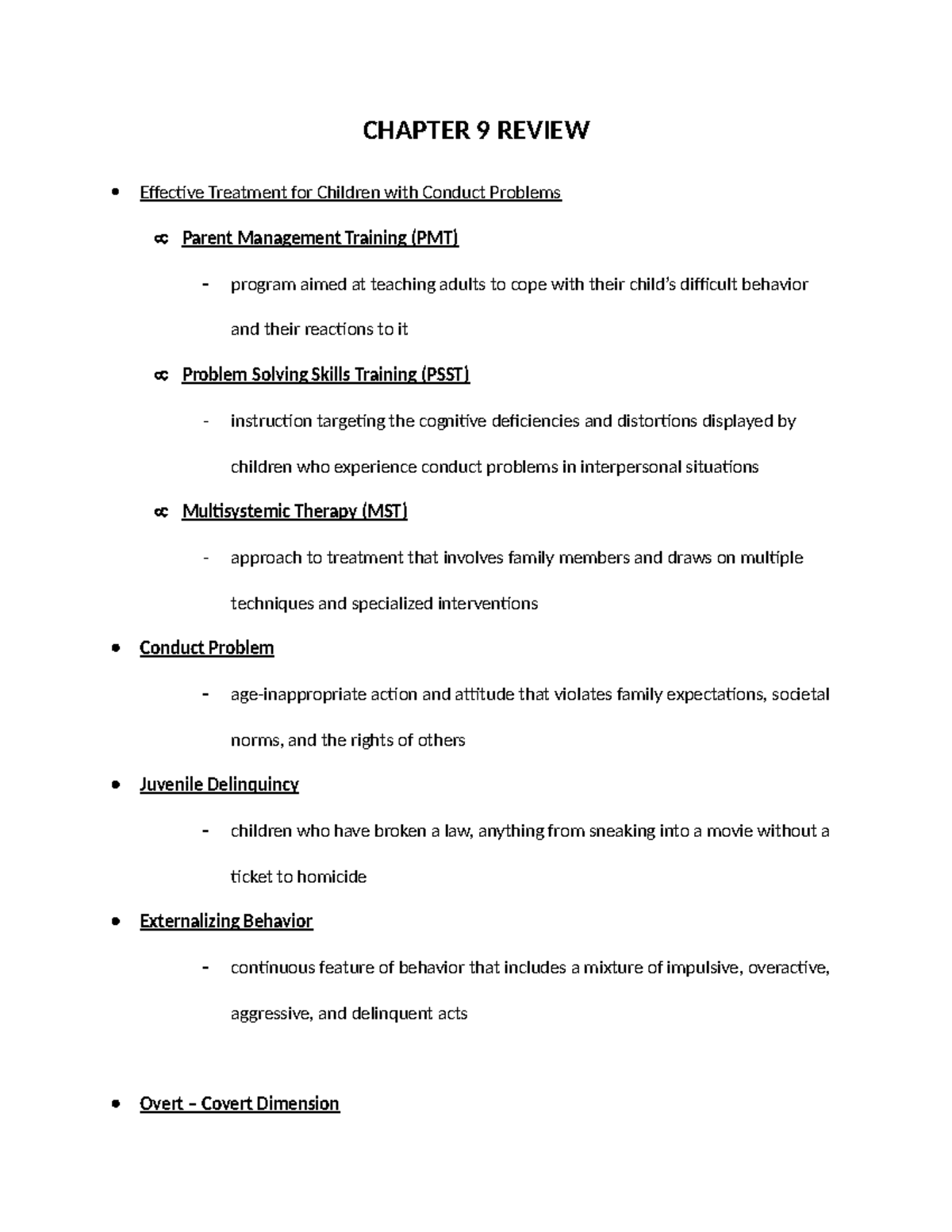 Chapter 9 Review - CHAPTER 9 REVIEW Effective Treatment for Children ...
