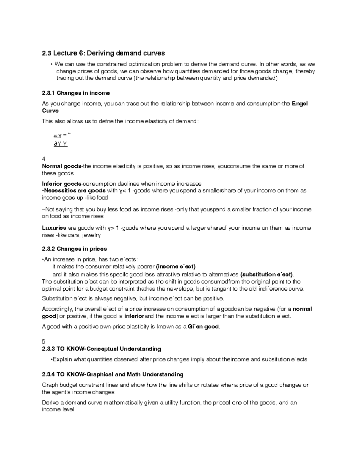 Eco 2 - lesson 2.3 economics notes - 2 Lecture 6: Deriving demand ...