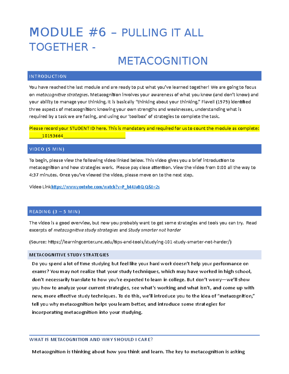Grant Module 6 10193664 - MODULE #6 – PULLING IT ALL TOGETHER ...