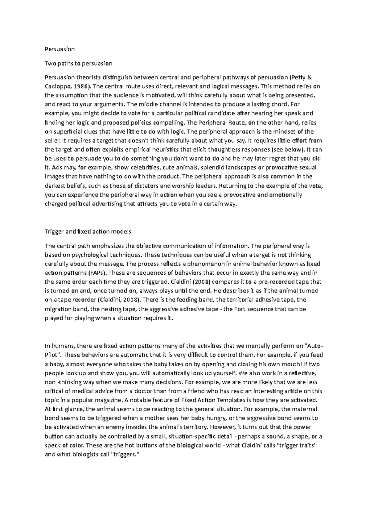Persuasion - Persuasion Two paths to persuasion Persuasion theorists ...