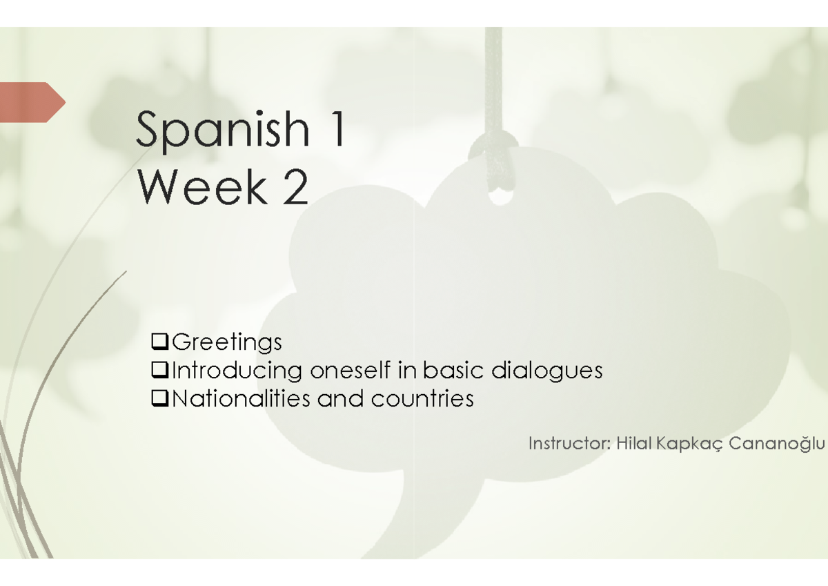 Week 2 - spanish A1 level lucture notes week 2 - Spanish 1 Week 2 ...