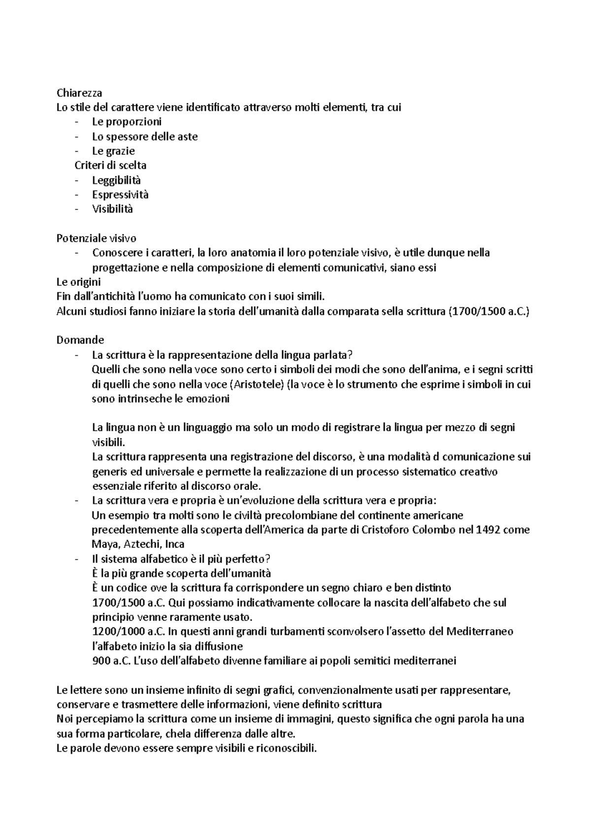 Appunti - dsdsf - Chiarezza Lo stile del carattere viene identificato ...