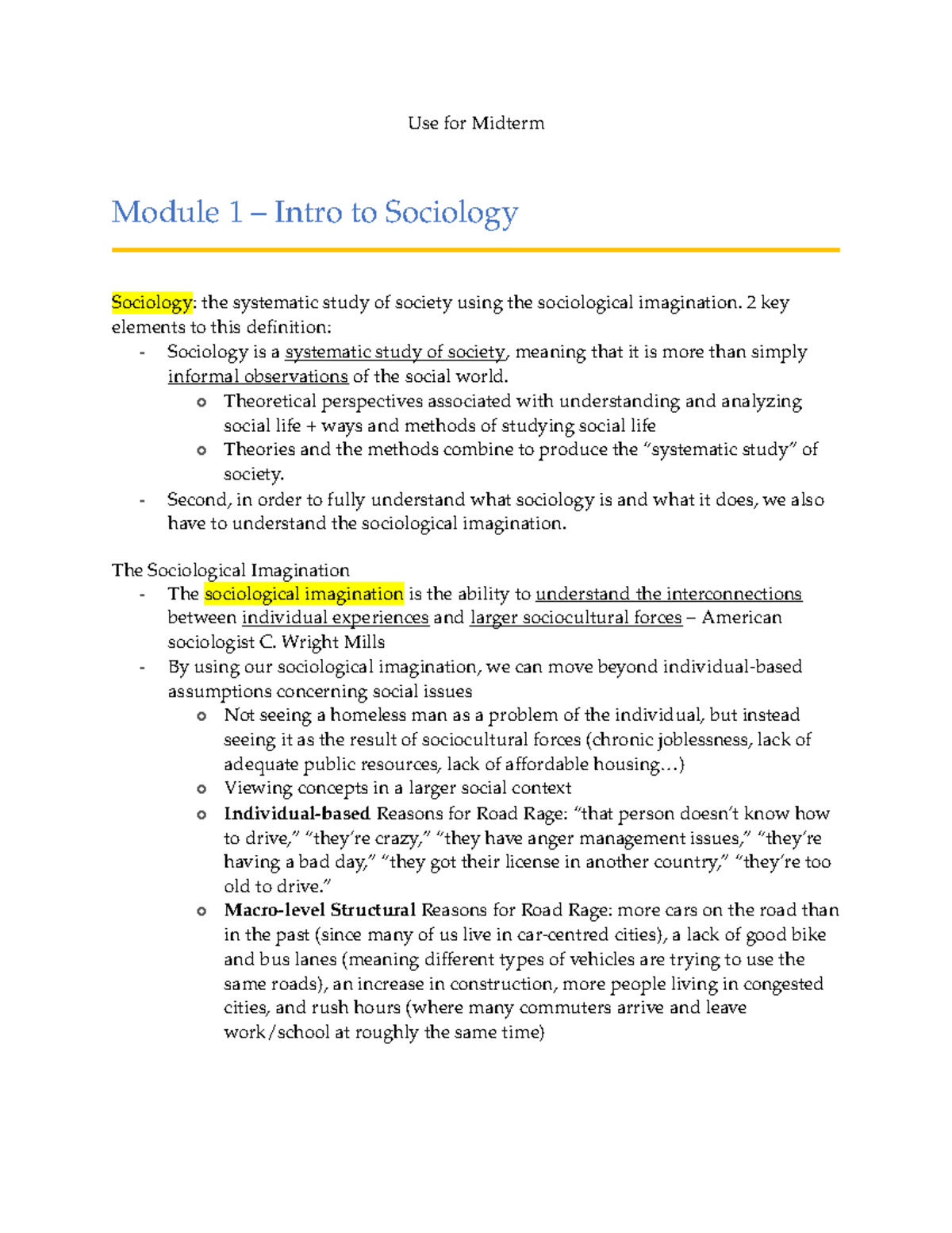 Use for Midterm (MODULES 1-5) - Use for Midterm Module 1 – Intro to ...