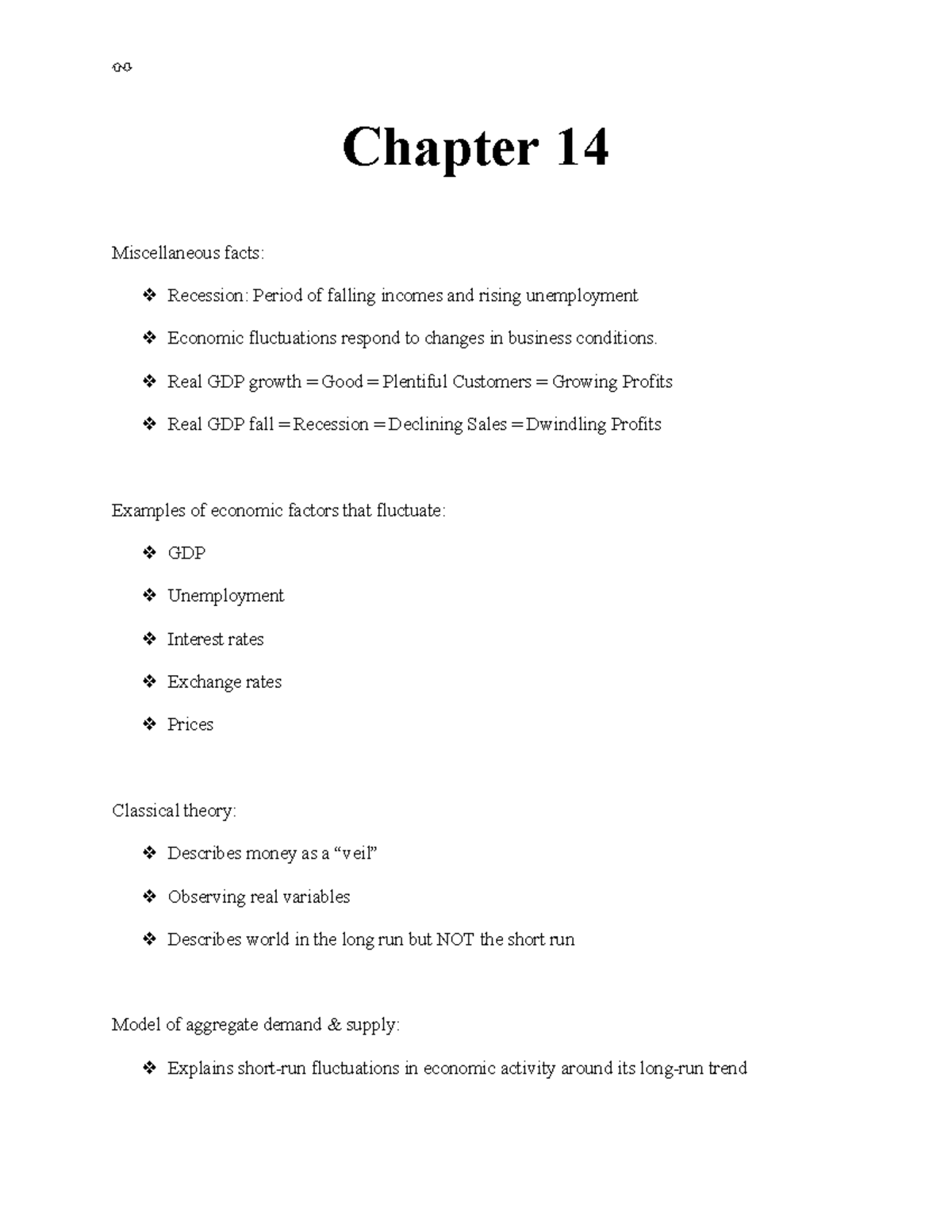 ECO1102 Chapter 14 - These notes are from mindtap - Chapter 14 ...