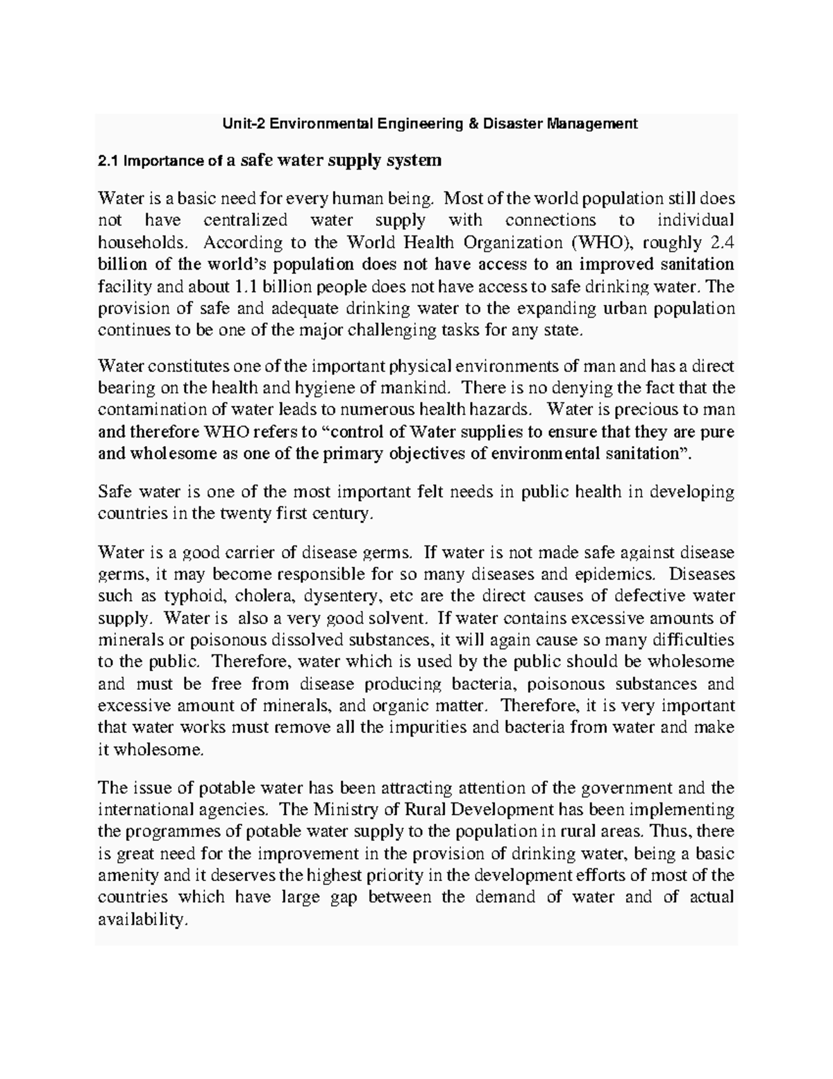 EEDM notes unit-2 - Unit-2 Environmental Engineering & Disaster ...