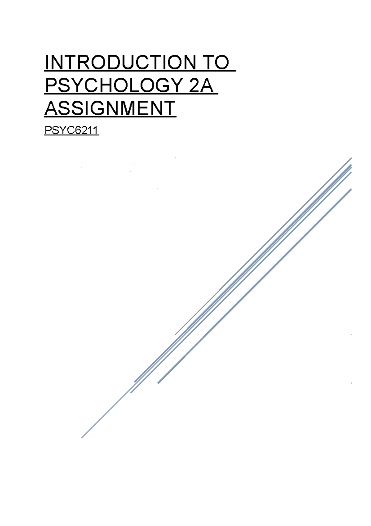 Psychology 2A assignment - G INTRODUCTION TO PSYCHOLOGY 2A ASSIGNMENT ...