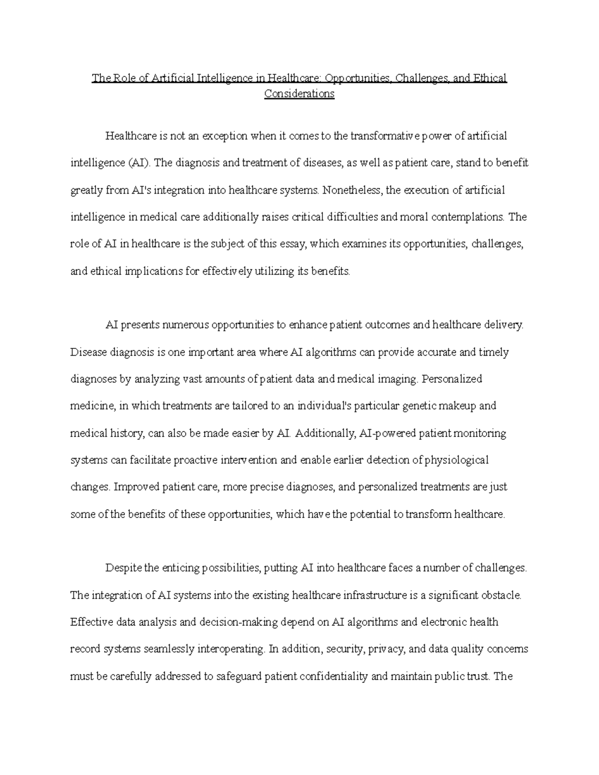 The Role of Artificial Intelligence in Healthcare - The diagnosis and ...