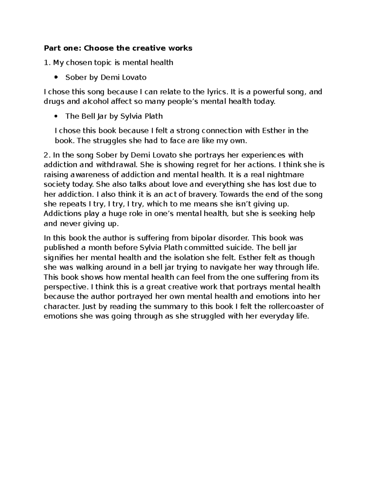 Module Two Project Proposal copy - Part one: Choose the creative works ...