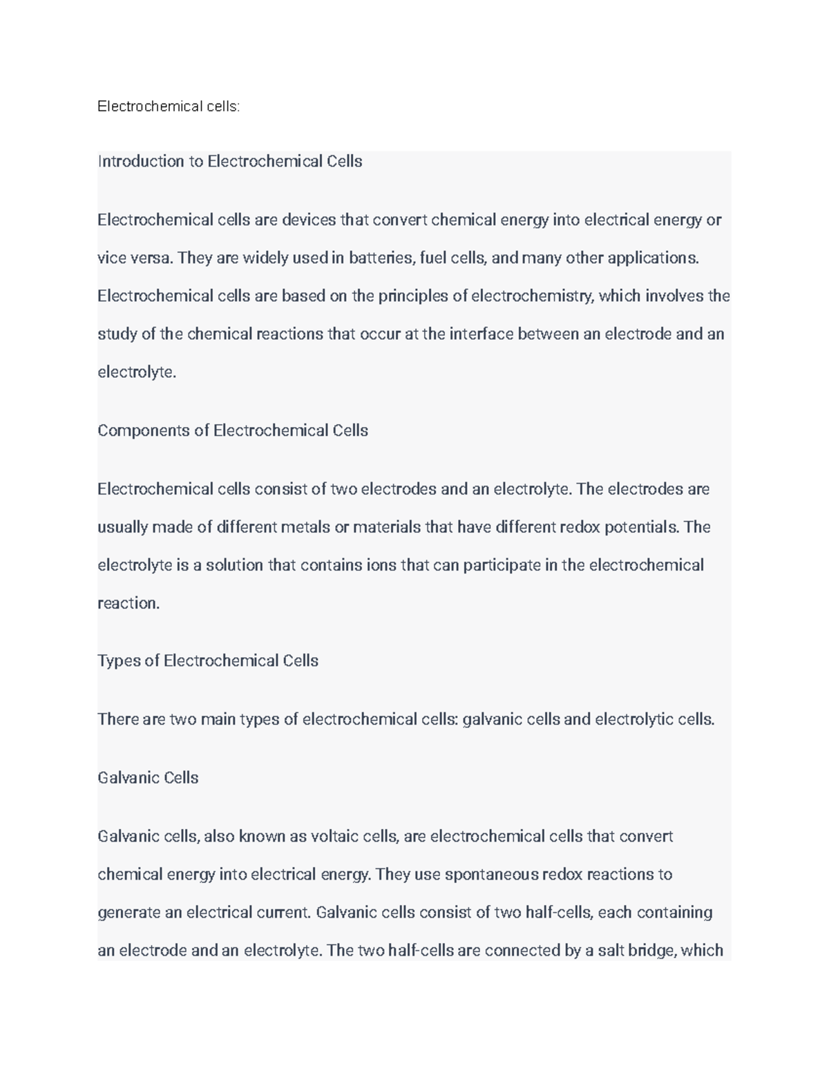 Electrochemical cells - Electrochemical cells: Introduction to ...