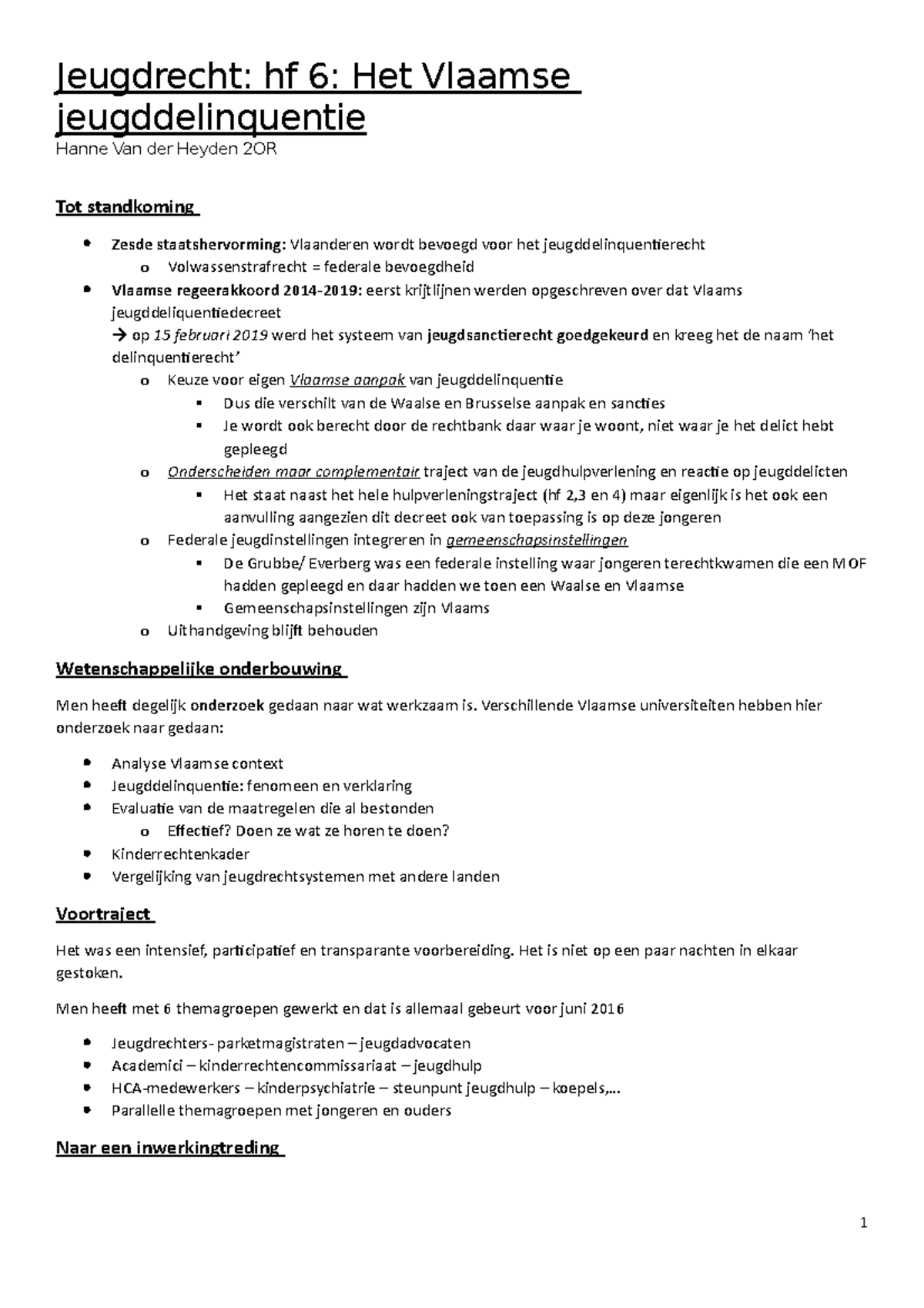 Jeugdrecht Jeugddelinquentierecht Hanne - Jeugdrecht: hf 6: Het Vlaamse ...