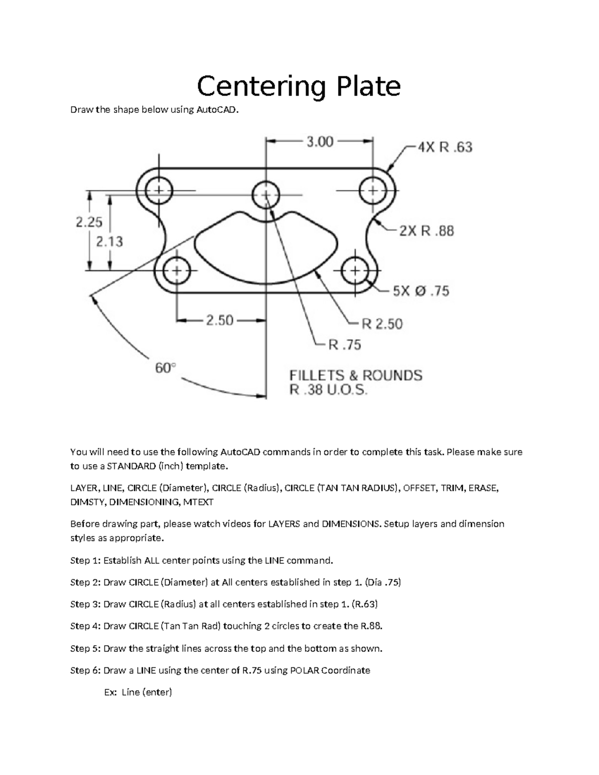 Centering Plate - Centering Plate Draw the shape below using AutoCAD ...