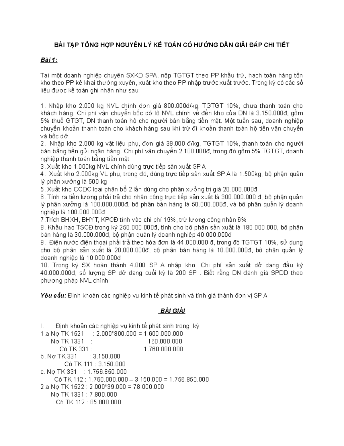 123doc vn bai tap tong hop nguyen ly ke toan co huong dan giai dap chi tietx 7012 - BÀI TẬP TỔNG ...