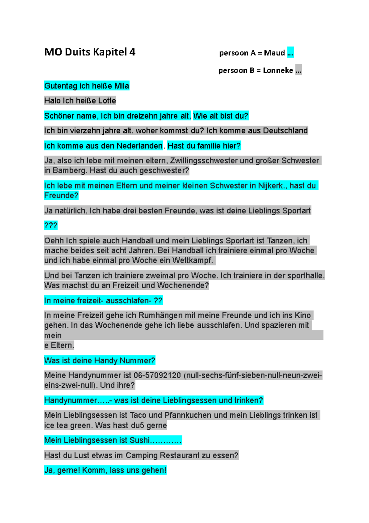 Duits Mo Kapitel 4 met Mila - MO Duits Kapitel 4 persoon A = Maud ...