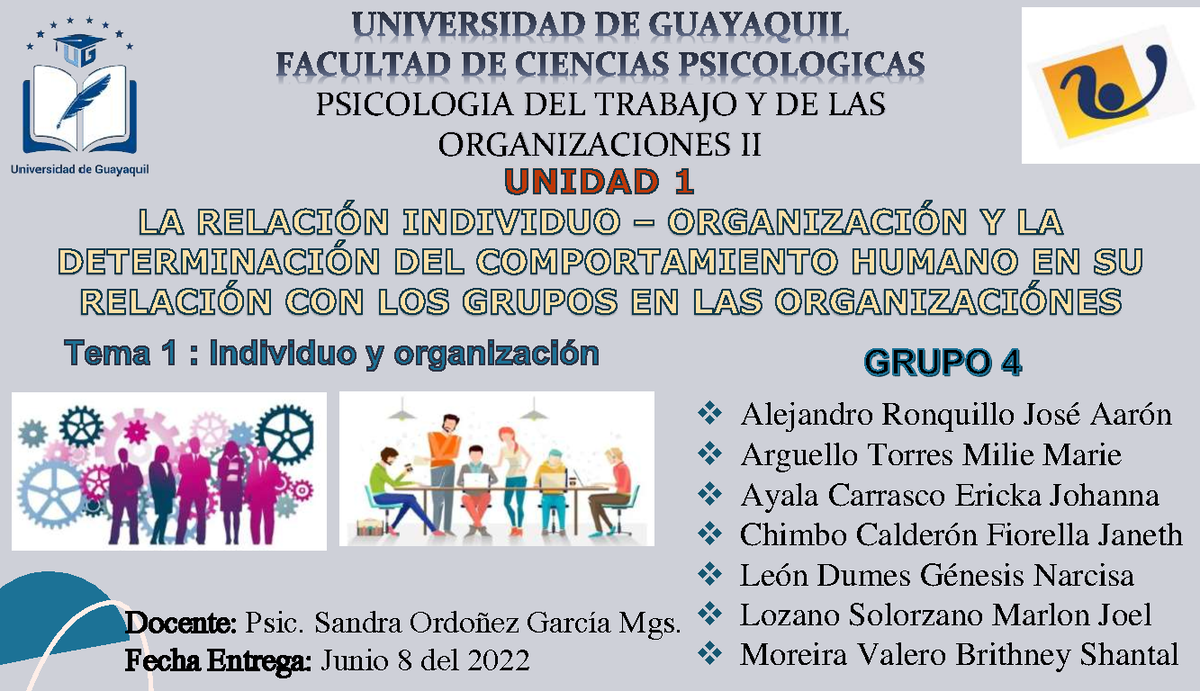 1 EL Individuo Organizacion ( Grupal) - PSICOLOGIA DEL TRABAJO Y DE LAS ...