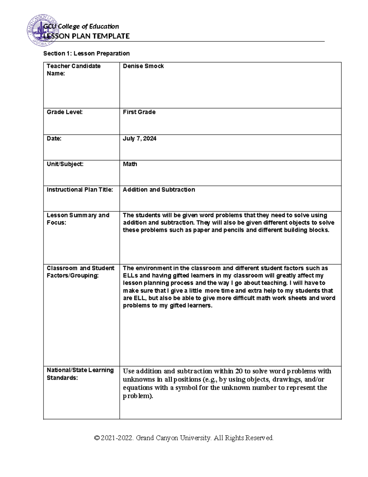 Coe-lesson-plan-template 2 - LESSON PLAN TEMPLATE Section 1: Lesson ...