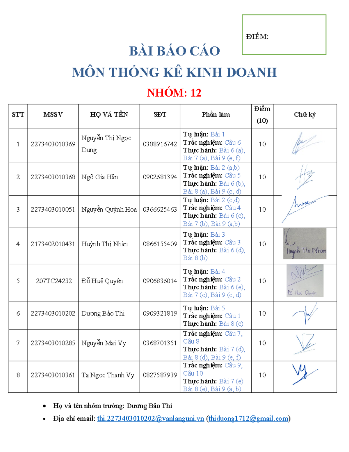 748491342 TKUD 01 Bai Bao Cao N12 Duong Bao Thi Ban Thao 2 - BÀI BÁO CÁO MÔN THỐNG KÊ KINH DOANH ...