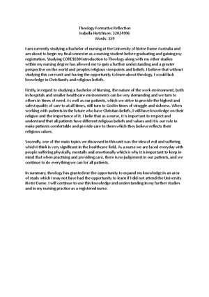 Introduction to Theology Course Outline CORE1030 - The University of ...