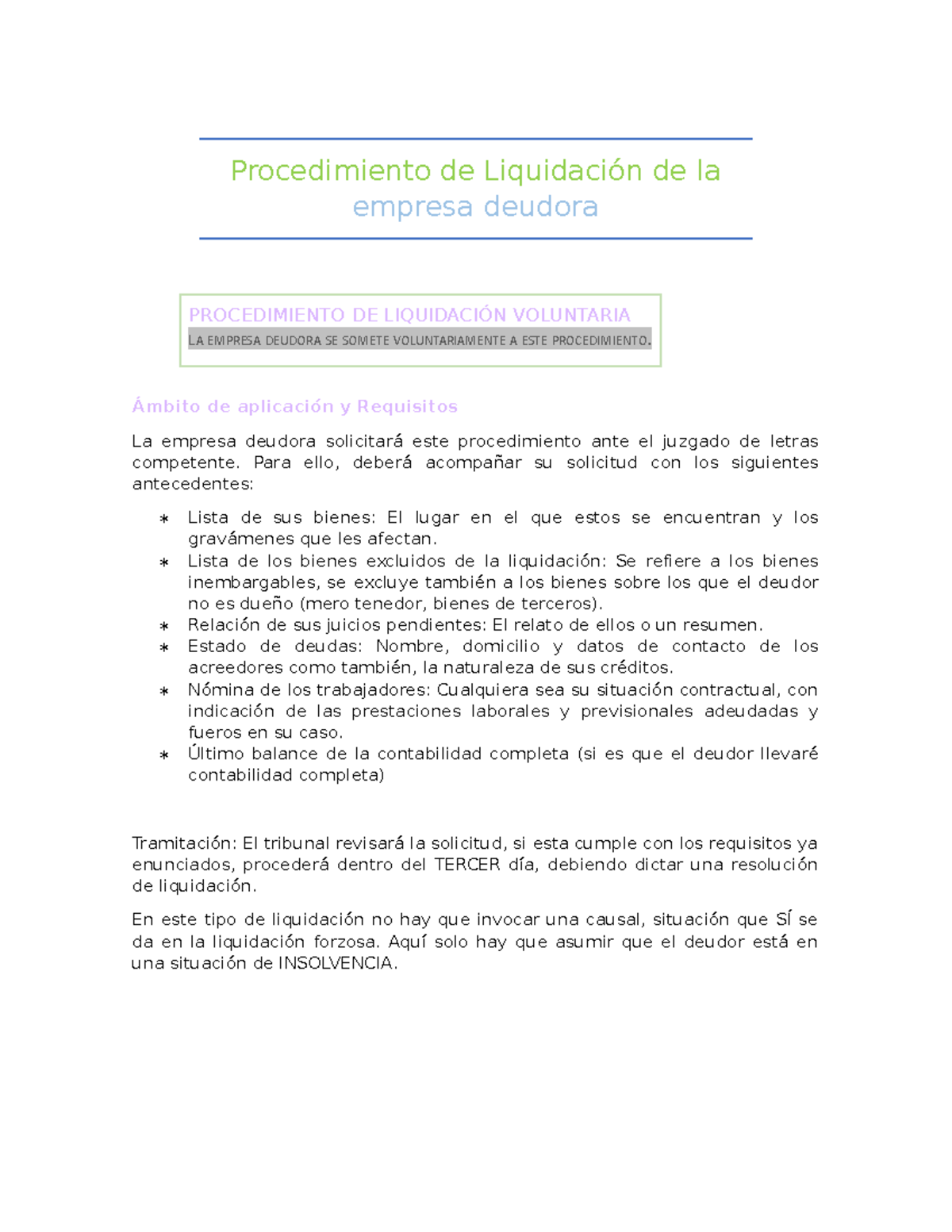 Procedimiento de Liquidación de la Empresa Deudora - Procedimiento de ...
