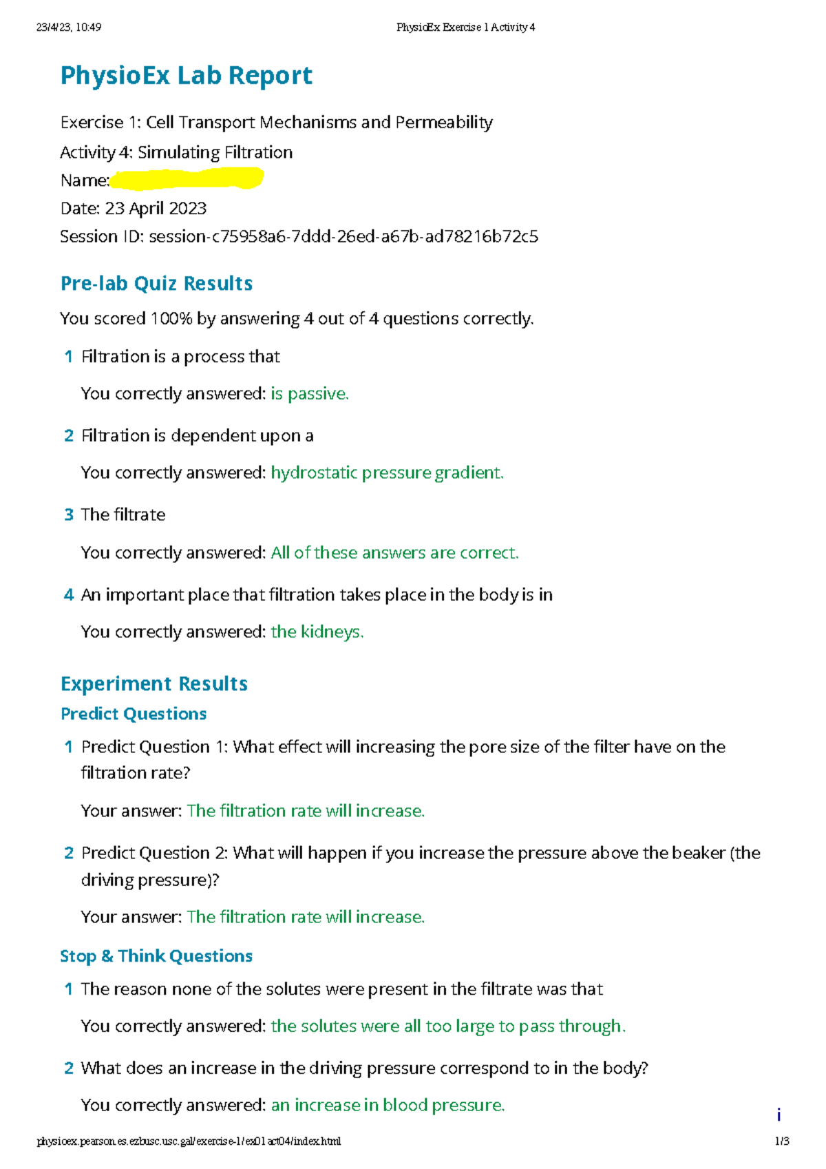 Ejercicio 1 Actividad 4 - 23/4/23, 10:49 PhysioEx Exercise 1 Activity 4 ...