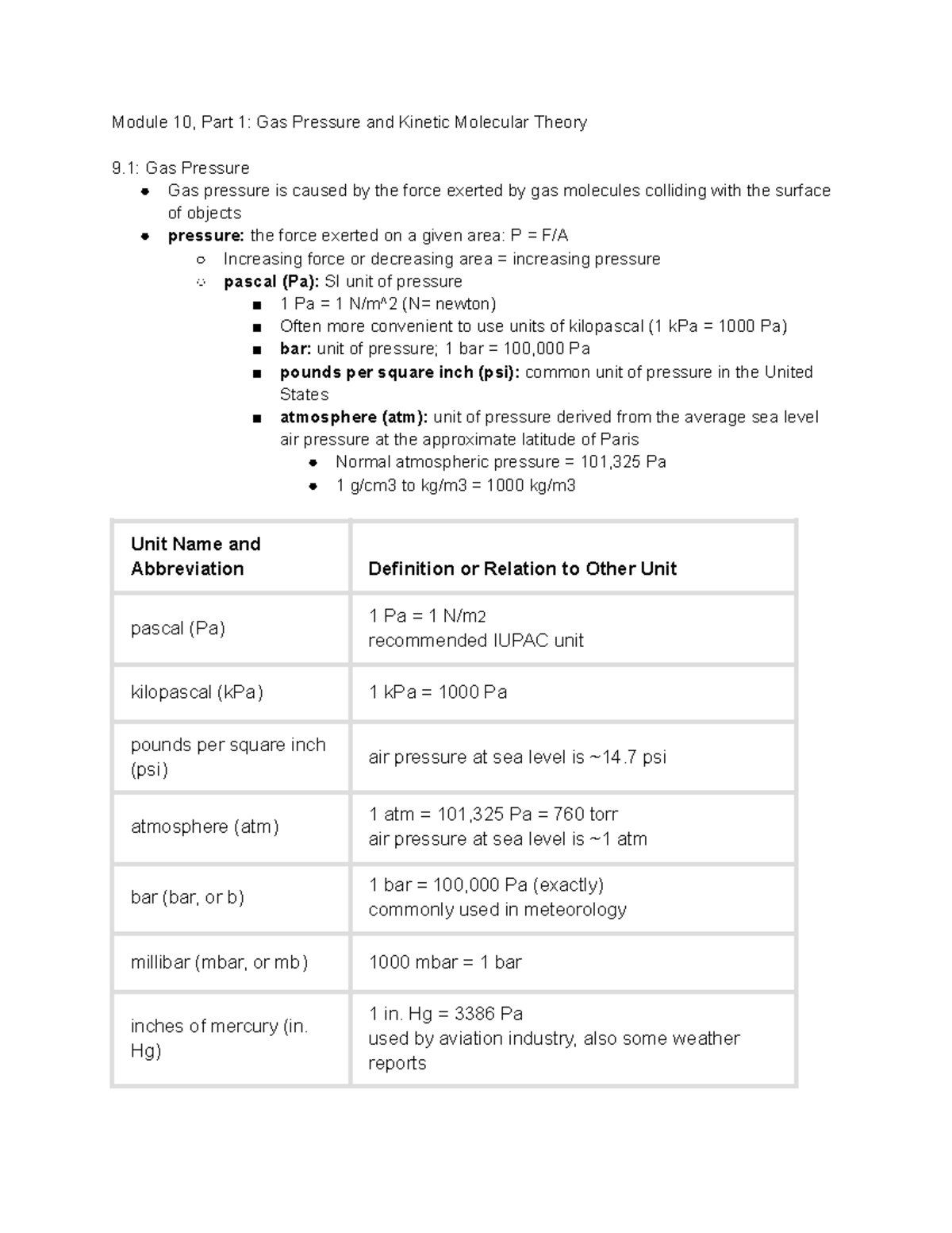 Module 10, Part 1 - Chemistry 2e - Module 10, Part 1: Gas Pressure and ...
