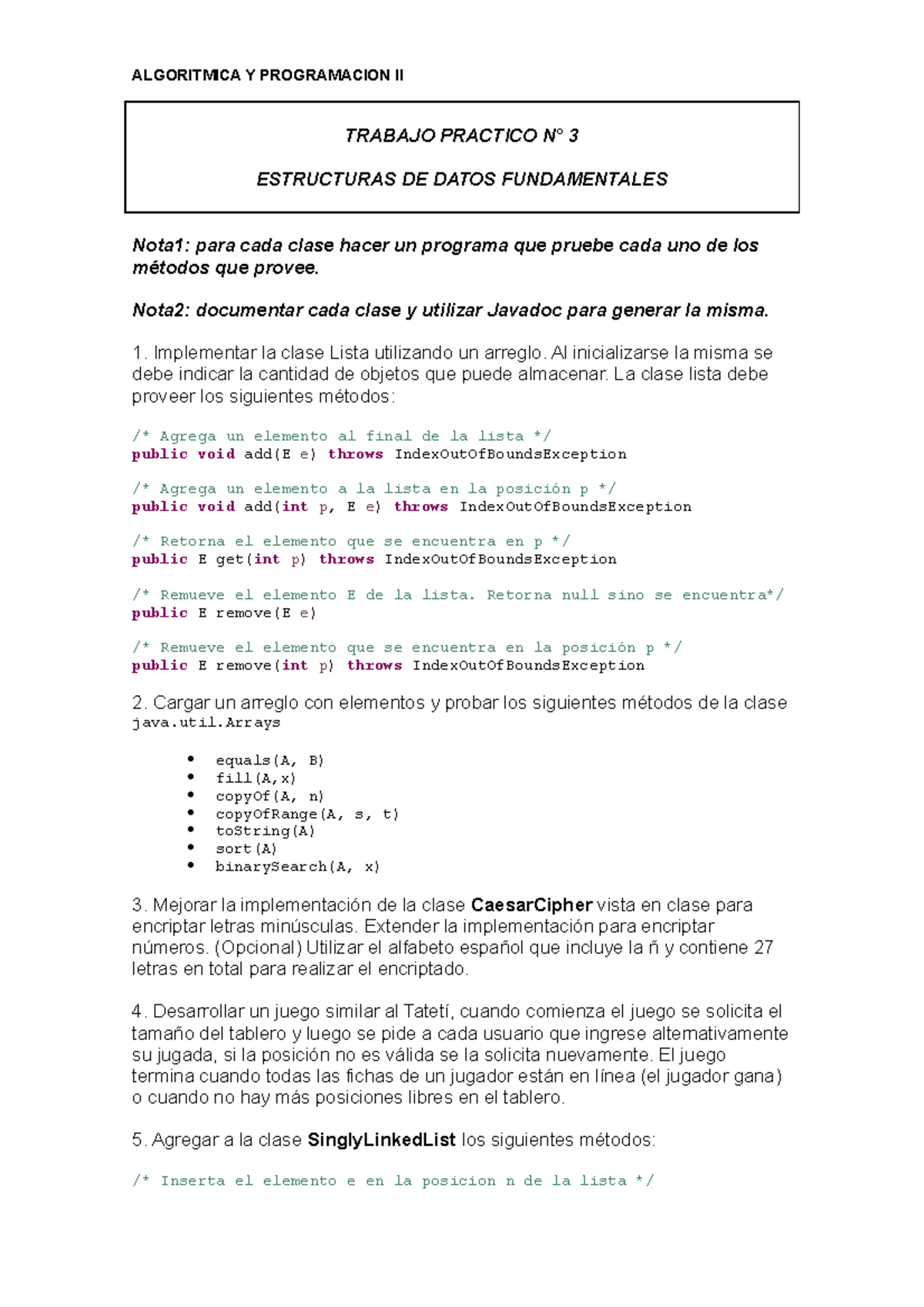 Tp03 - TP 3 - ALGORITMICA Y PROGRAMACION II TRABAJO PRACTICO N° 3 ...