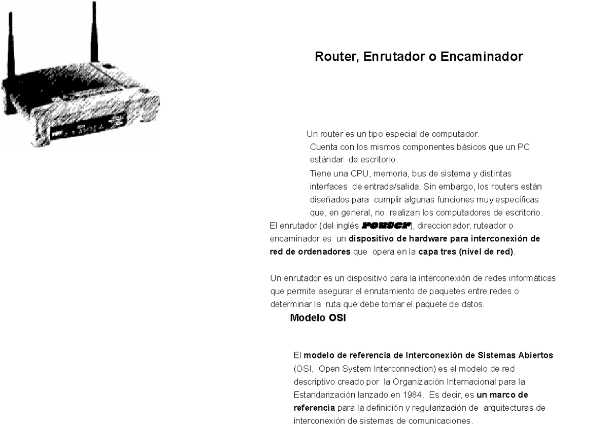 3.1 Componentes de un ruteador - Router, Enrutador o Encaminador Un ...