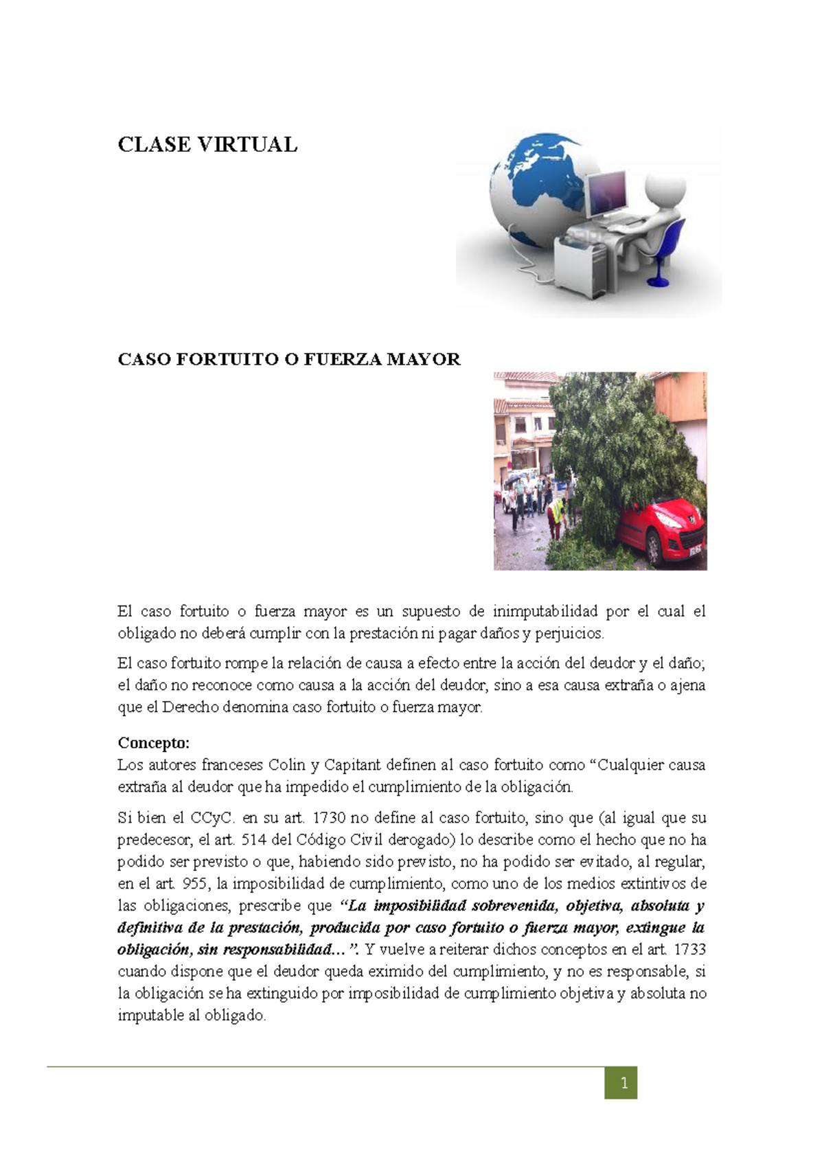Clase caso fortuito o fuerza mayor - CLASE VIRTUAL CASO FORTUITO O ...