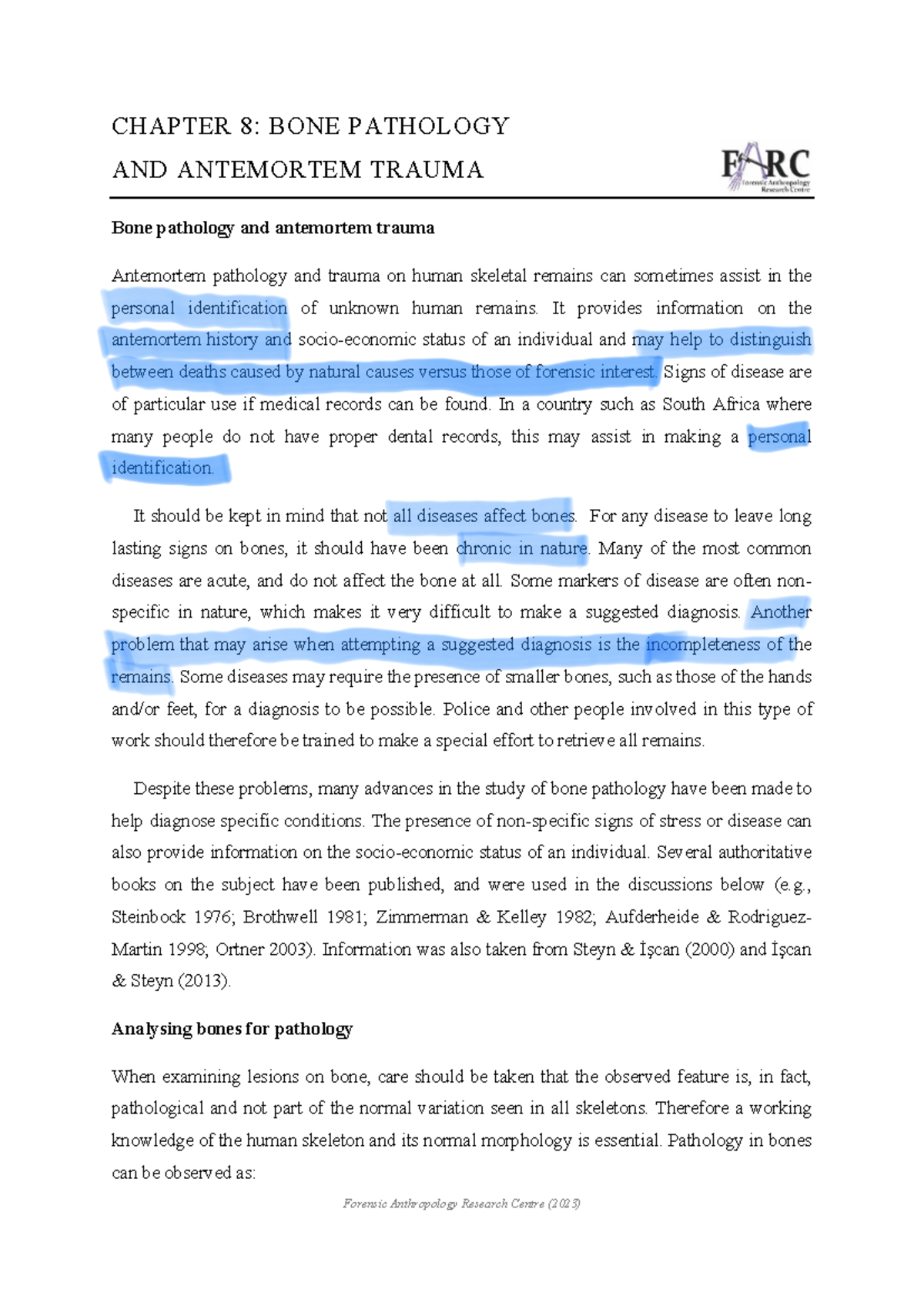 8 Bone Pathology 2023 - Forensic Anthropology Research Centre (202 3 ...