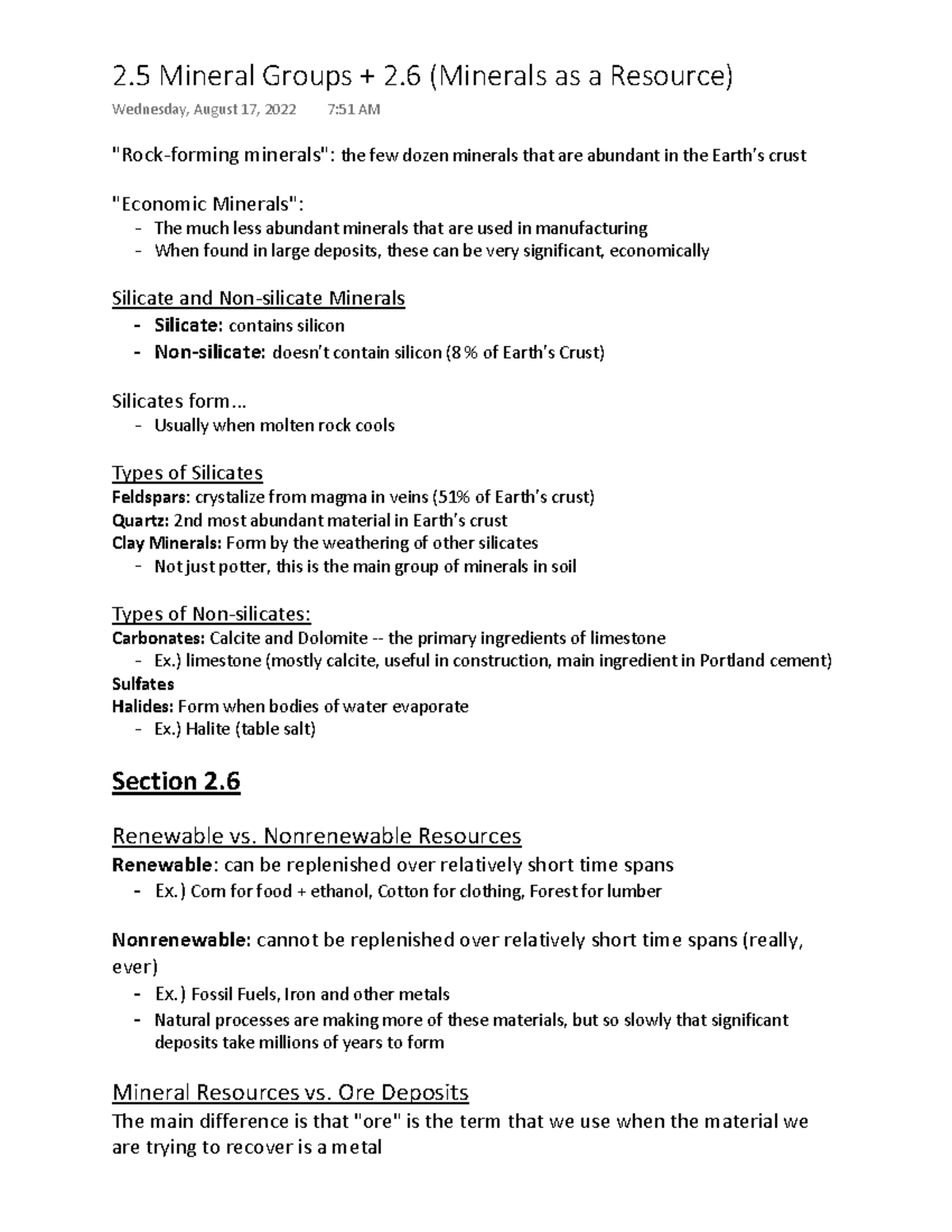 Mineral Groups + Minerals as a Resource - "Rock-forming minerals": the ...