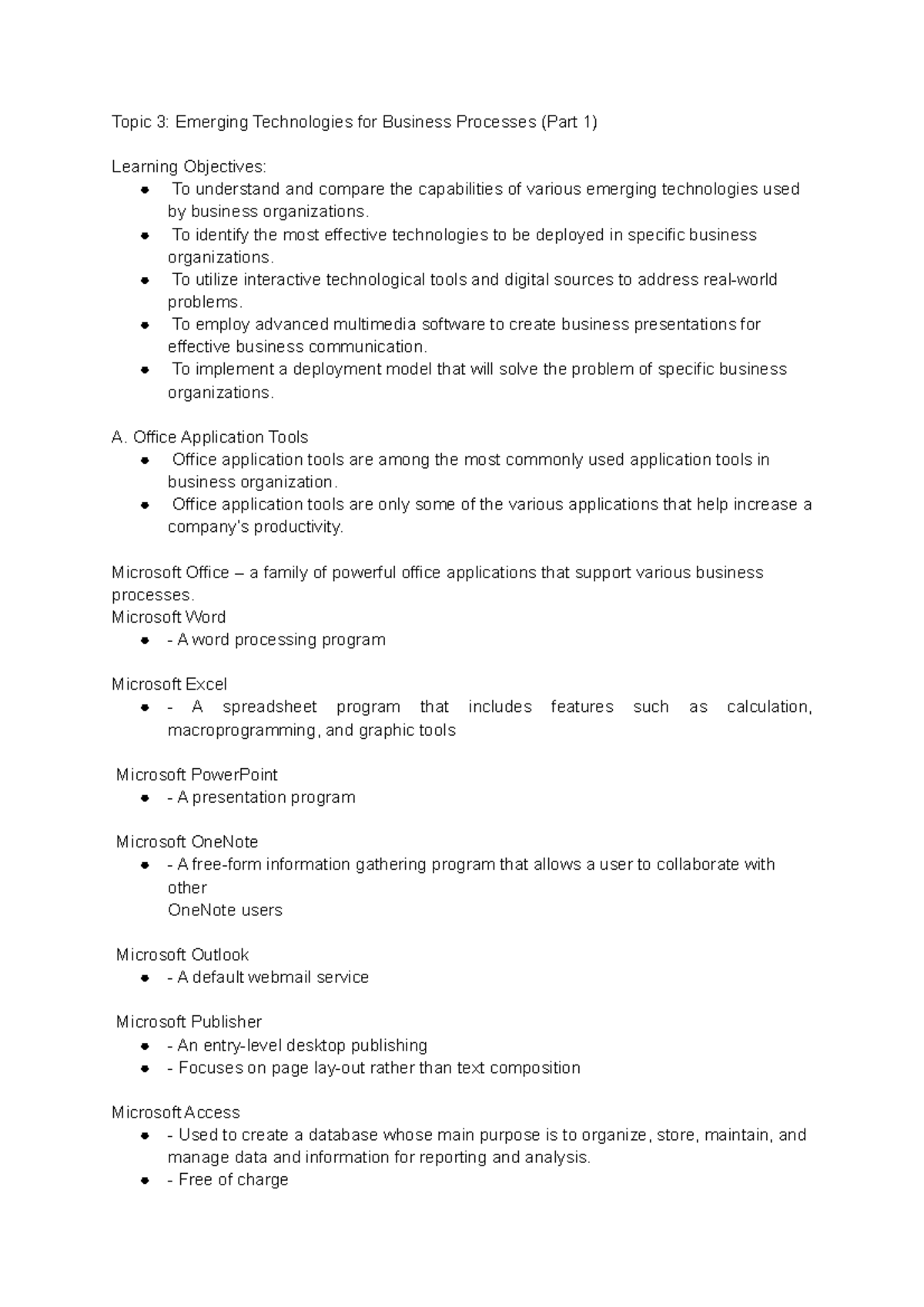 Topic 3 Emerging Technologies for business processes - Topic 3 ...
