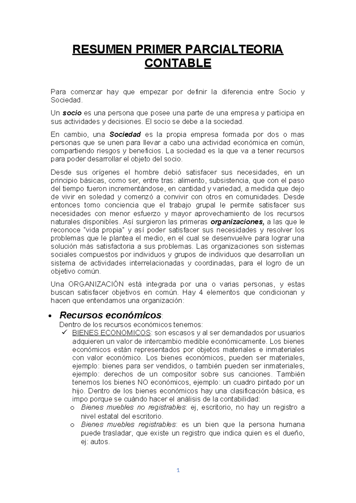 Resumen Primer Parcial Teoria Contable - RESUMEN PRIMER PARCIALTEORIA ...