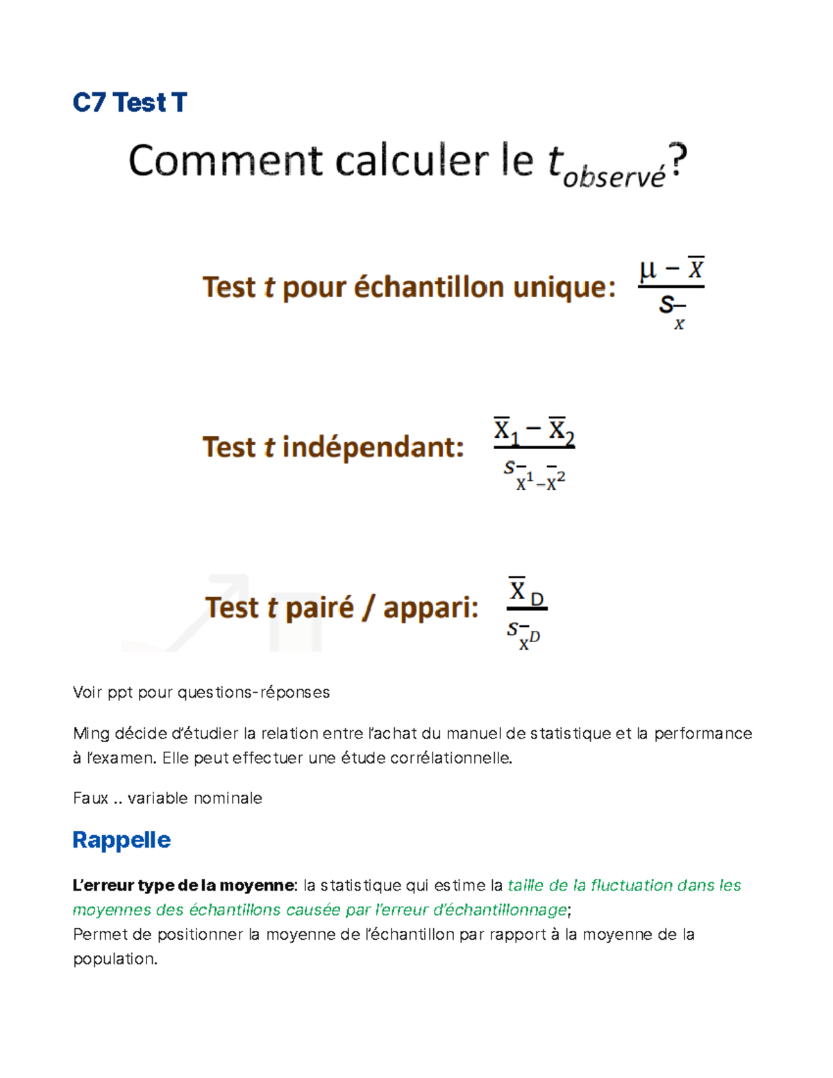 C7 Test T - Cours annoté - Voir ppt pour questions-réponses Ming décide ...