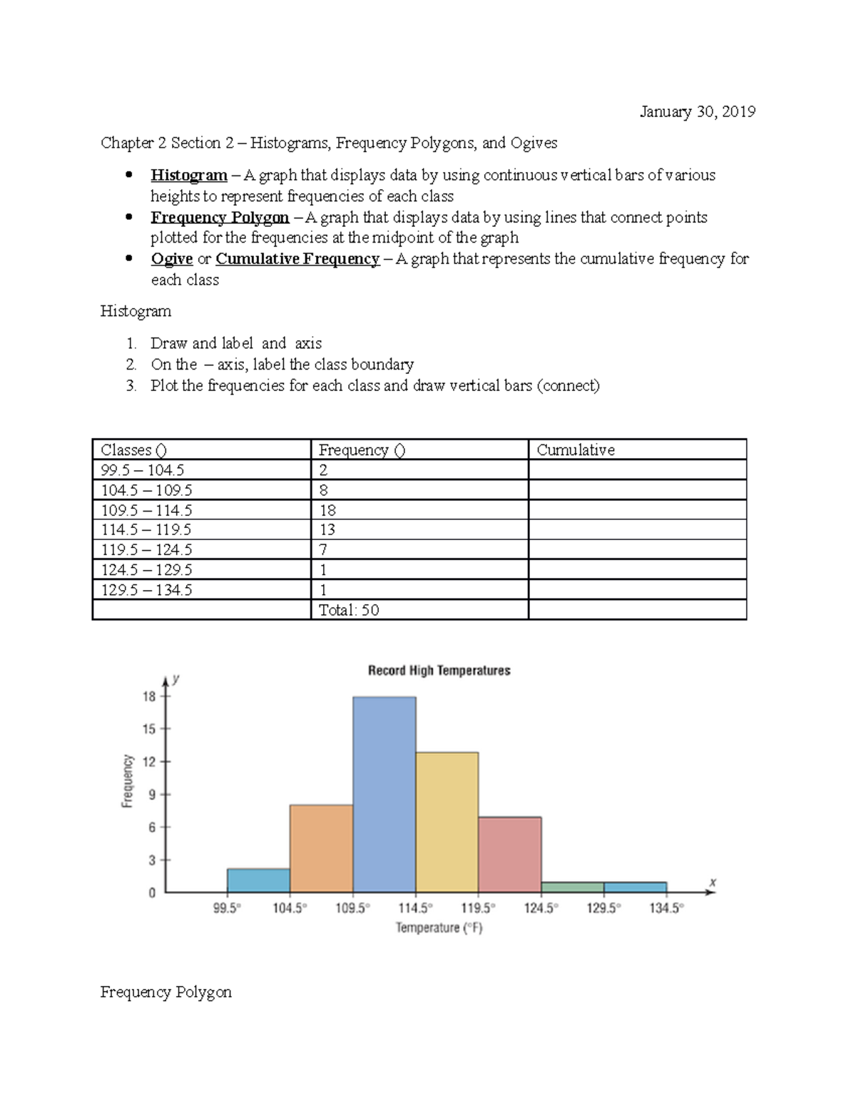 Chapter 2 Section 2 Notes - January 30, 2019 Chapter 2 Section 2 ...