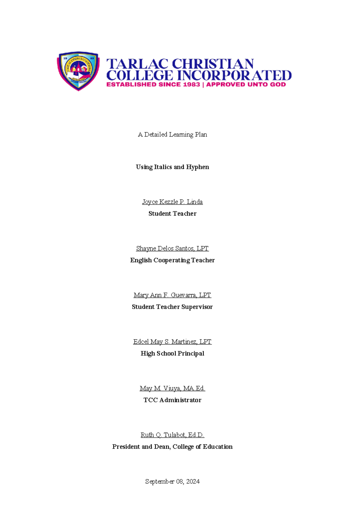 Italic-AND- Hypen - Lesson plan - A Detailed Learning Plan Using ...