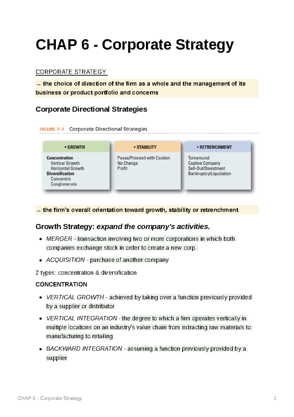 CHAP 6 - Corporate Strategy - CHAP 6 - Corporate Strategy CORPORATE ...